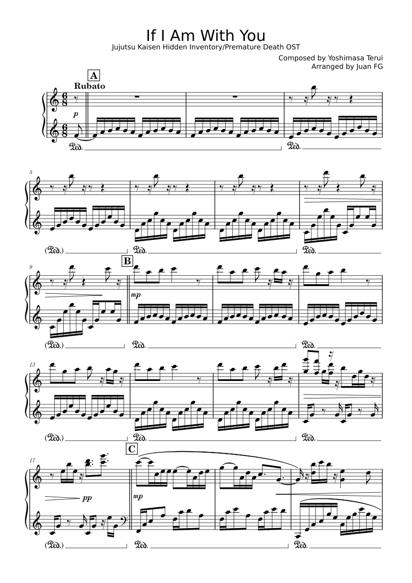 If I Am With You – Yoshimasa Terui Sheet Music for Piano (Solo ...