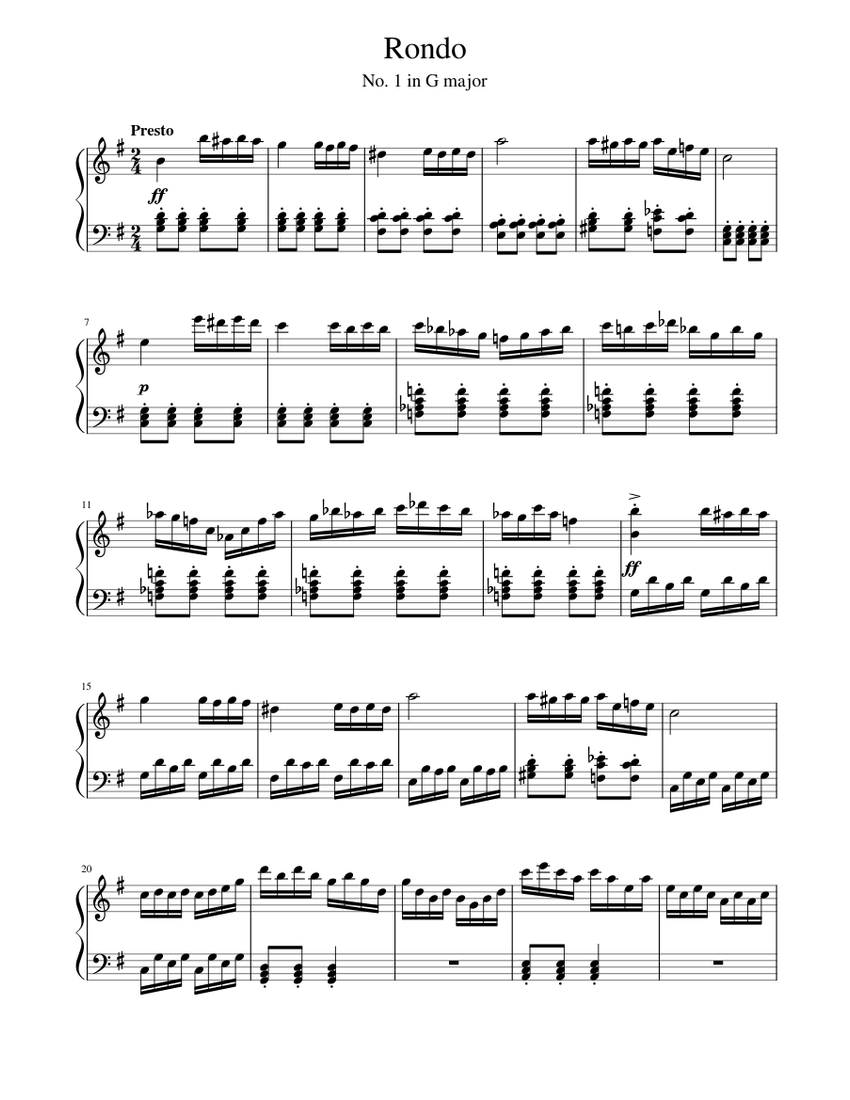 Rondo No. 1 in G Major Sheet music for Piano (Solo) | Musescore.com