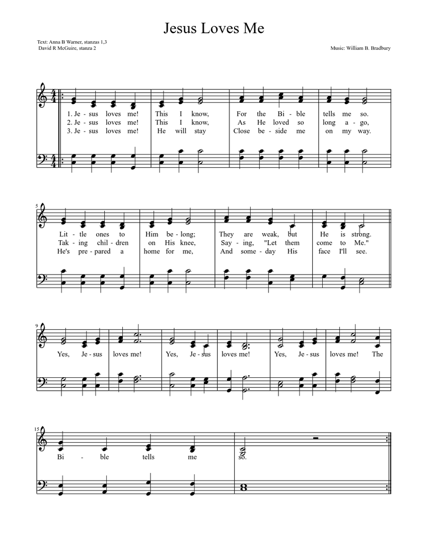 Jesus Loves Me Sheet music for Piano (Solo) | Musescore.com