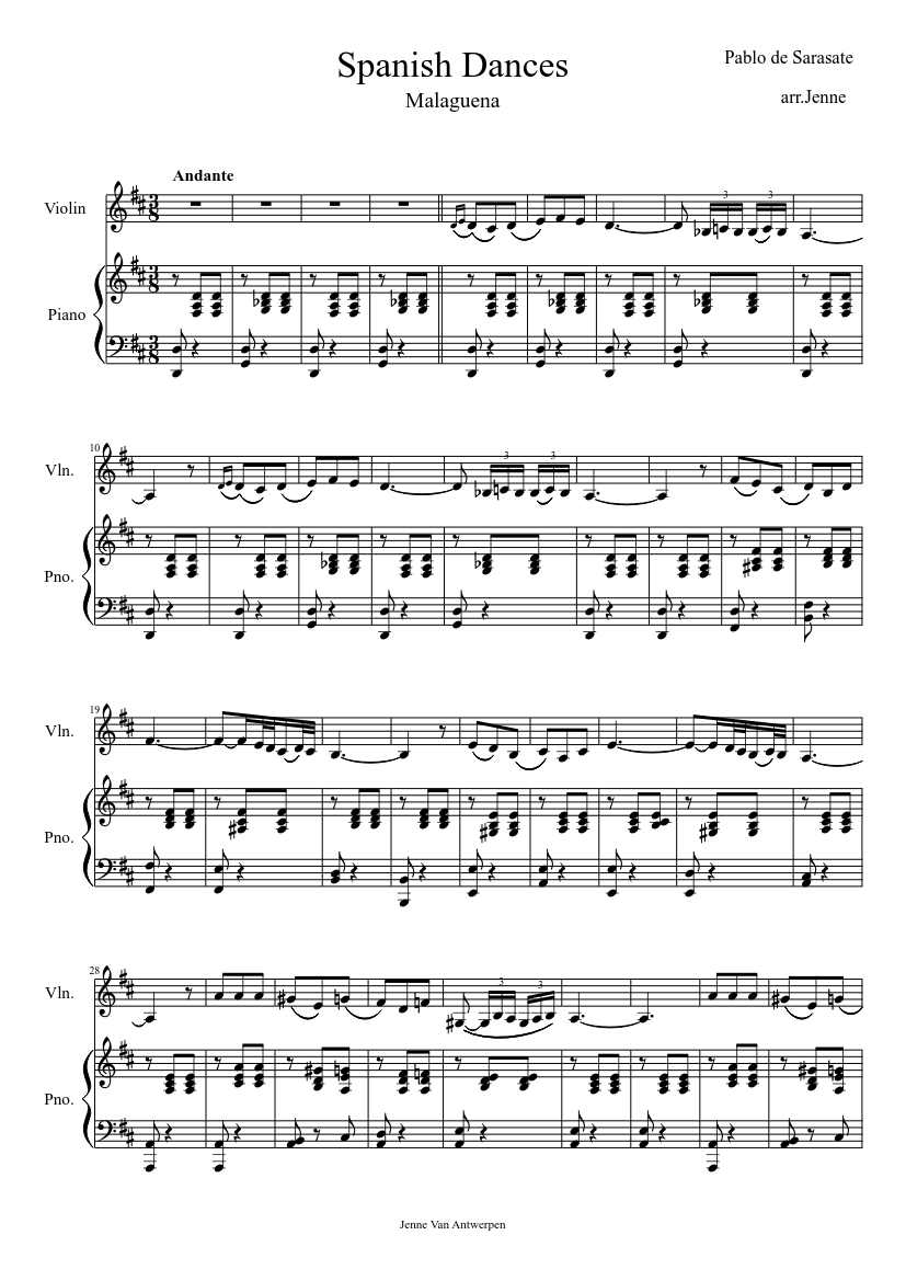 Spanish Dances Sheet Music for Piano, Violin (Solo) | MuseScore.com