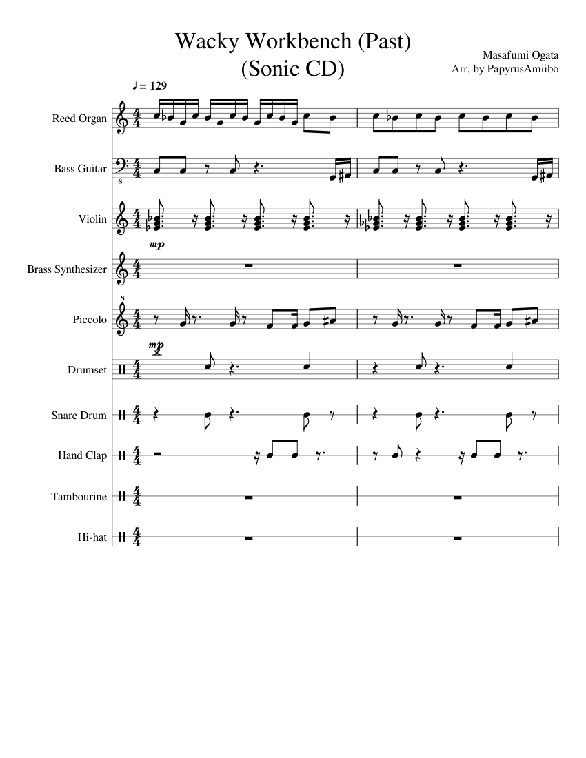 Wacky Workbench (Past) Sheet music for Organ, Tambourine, Flute piccolo ...