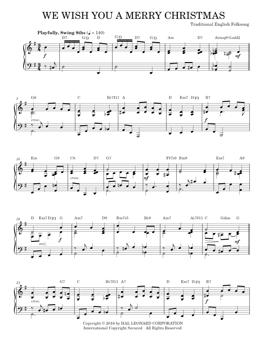 Play Official version of We Wish You A Merry Christmas Sheet Music by ...