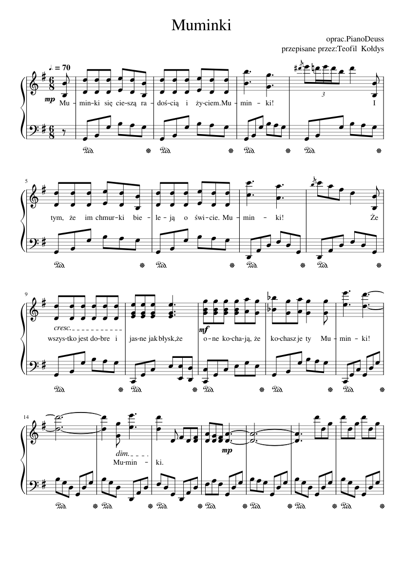 Muminki Sheet music for Piano (Solo) | Musescore.com