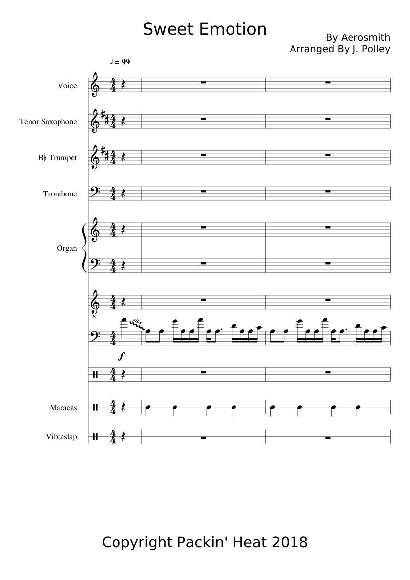 Sweet Emotion Sheet music for Trombone, Organ, Vocals, Saxophone tenor ...