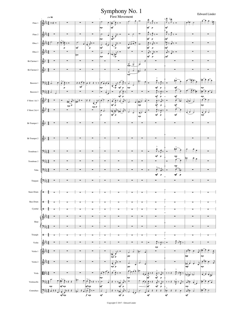 Symphony No. 1, First Movement Sheet music for Trombone, Tuba, Flute, Oboe & more instruments ...
