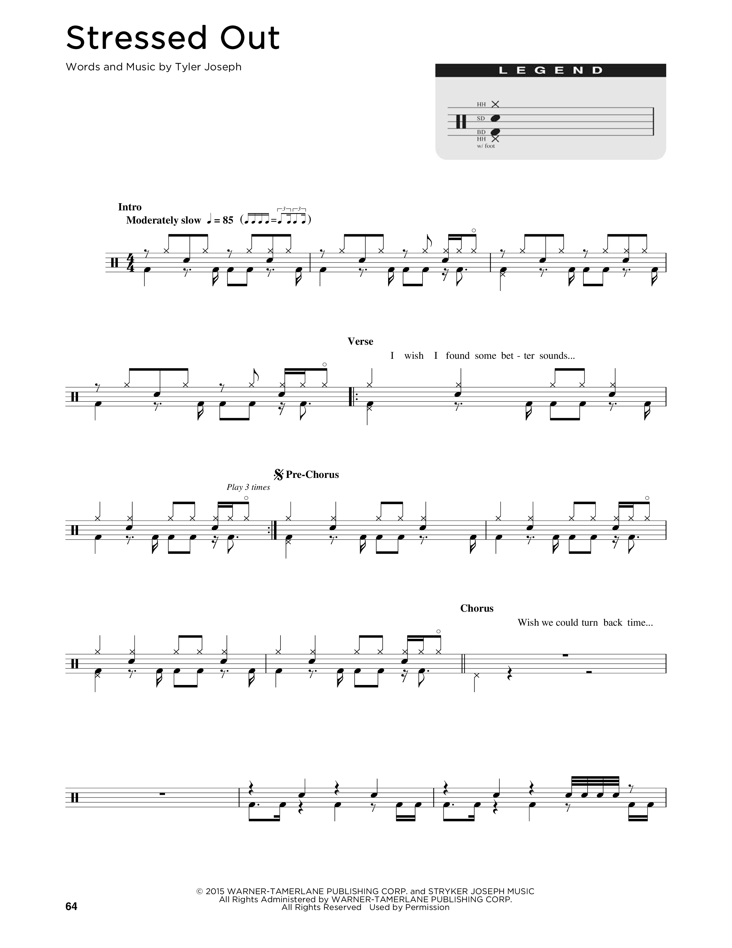 Play Official version of Stressed out Sheet Music by Twenty One Pilots ...