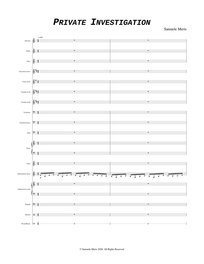 PRIVATE INVESTIGATION Sheet music for Piano, Trombone, Tuba, Trombone ...