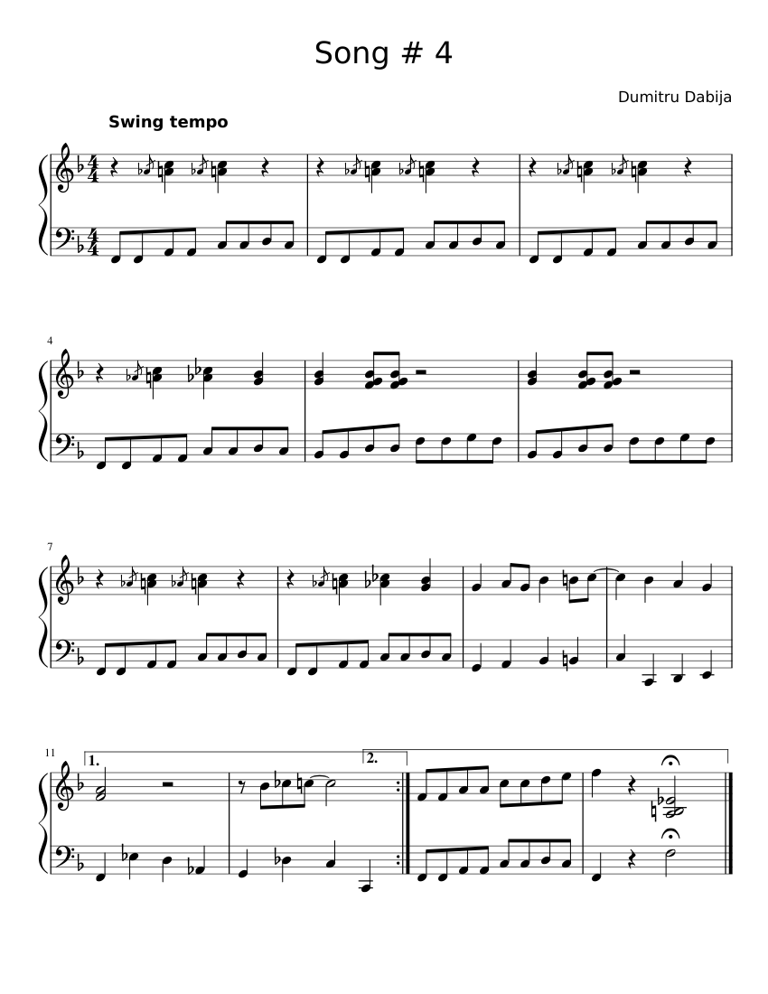 Song 4 Sheet music for Piano (Solo) | Musescore.com