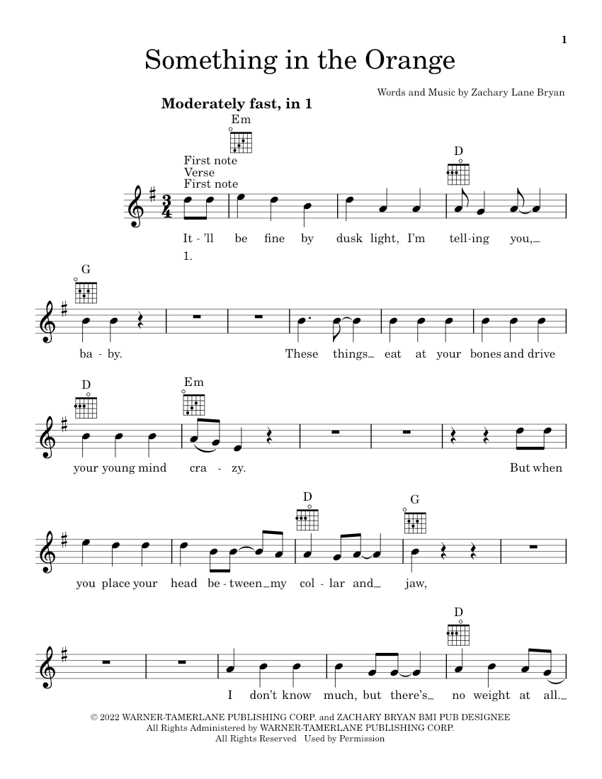 Play Official version of Something in the Orange Sheet Music by Zach ...