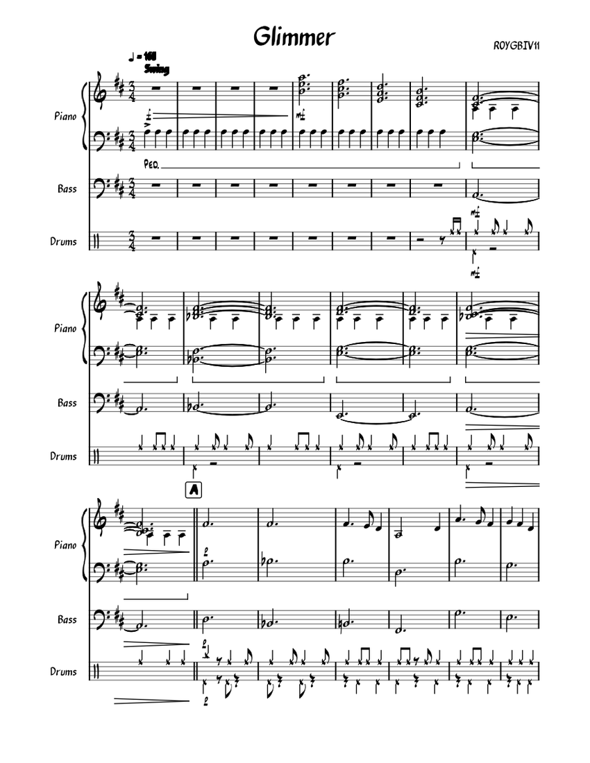 Glimmer Sheet music for Piano, Bass guitar, Drum group (Jazz Band ...