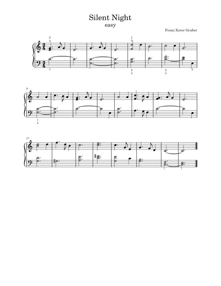 Silent night (easy) Sheet music for Piano (Solo) | Musescore.com