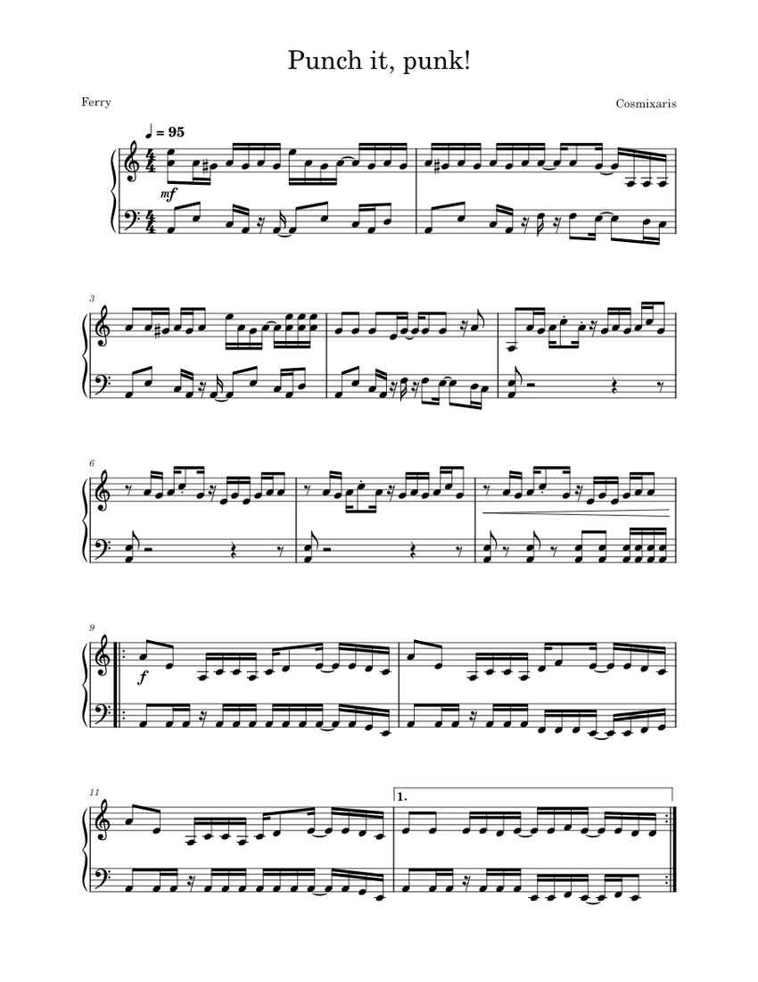 Punch it, punk! Sheet music for Piano (Solo) | Musescore.com