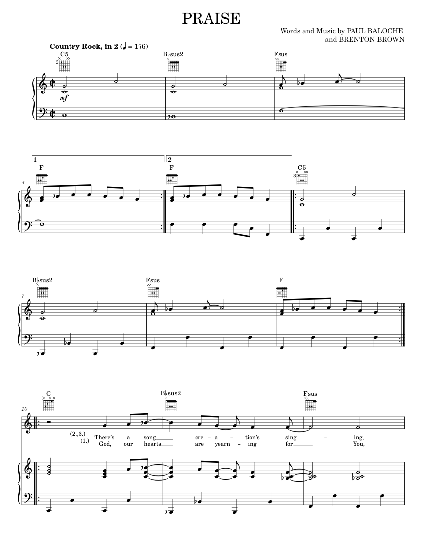 Play Official version of Praise adonai Sheet Music by Paul Baloche for ...