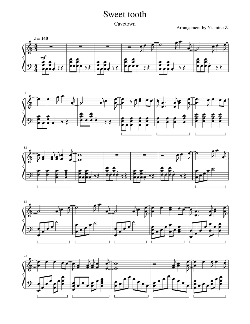 Sweet tooth - Cavetown Sheet music for Piano (Solo) | Musescore.com