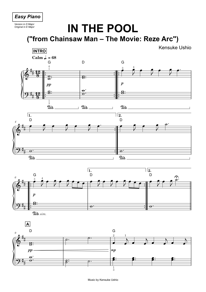 Play Official version of In the pool Sheet Music by Kensuke Ushio for ...