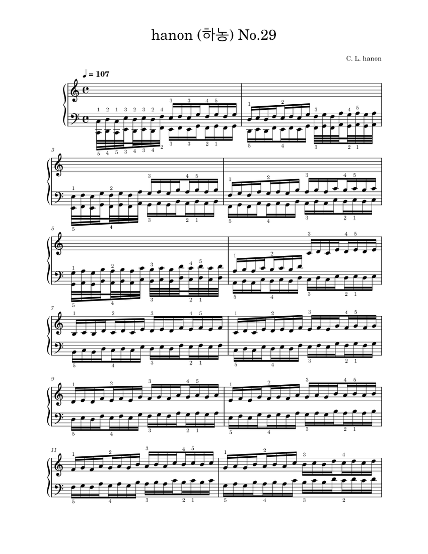 hanon 하농 No.29 Sheet music for Piano (Solo) | Musescore.com