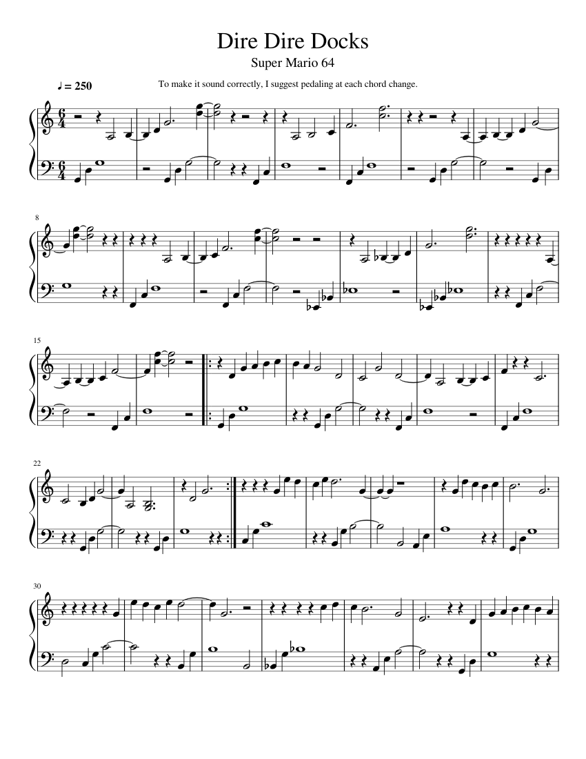 Dire Dire Docks Sheet music for Piano (Solo) | Download and print in ...