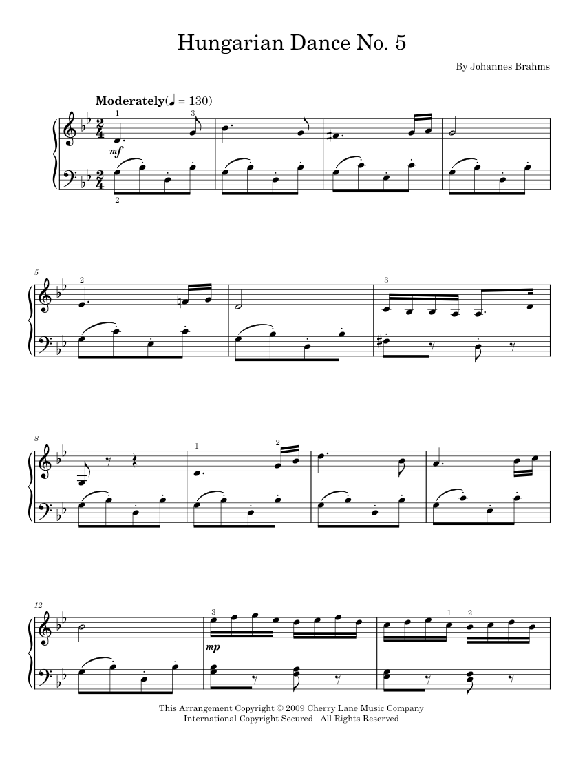 21 Hungarian Dances, WoO 1 Sheet music for Piano by Johannes Brahms Official | MuseScore.com