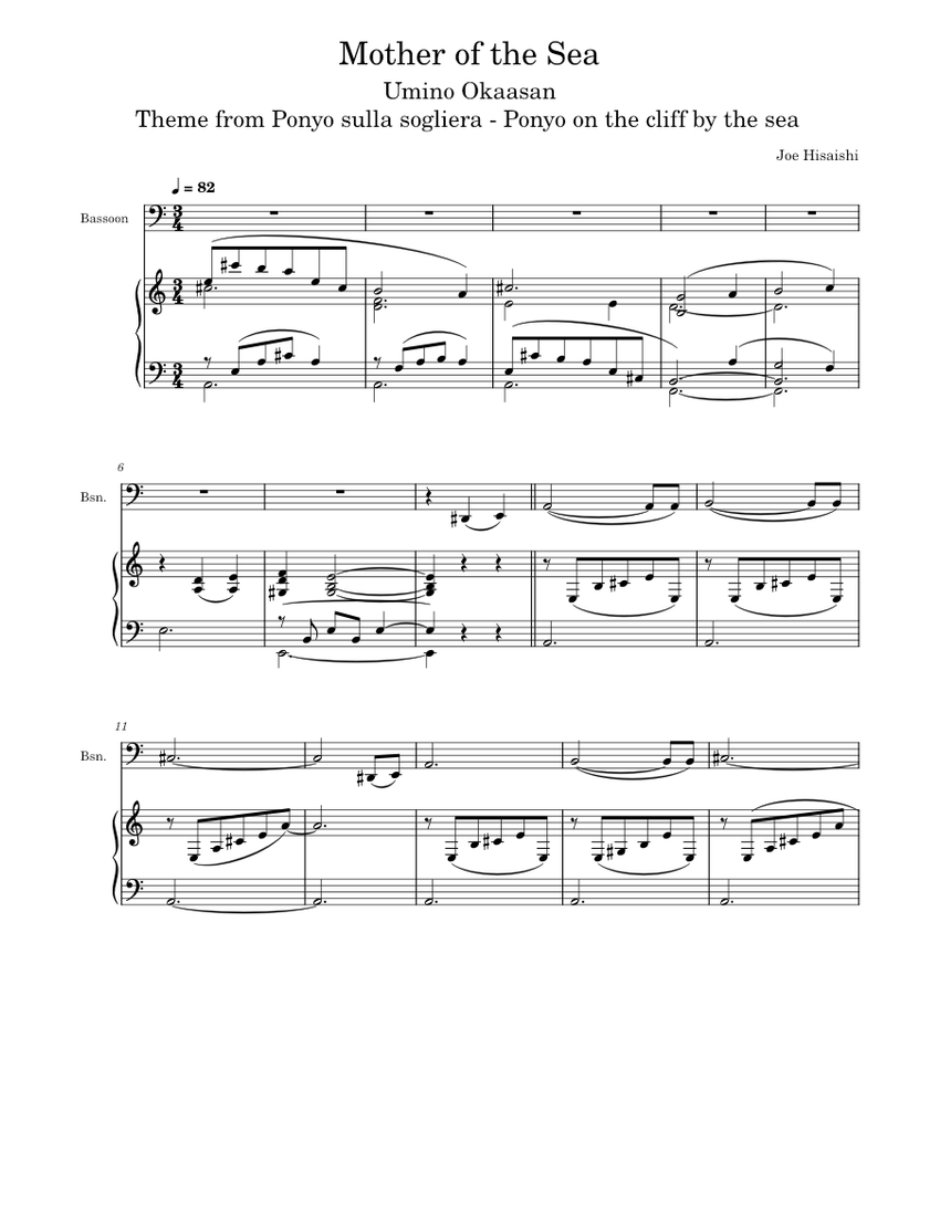 Umi no okasan (mother of the sea) – Joe Hisaishi Sheet music for Piano ...