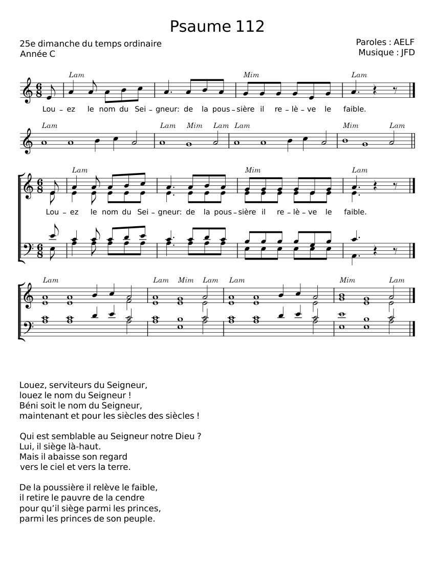 Psaume 112 – JFD Sheet music for Piano (Piano Duo) | Musescore.com
