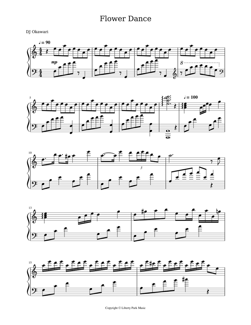 Flower Dance Simplified Piano Version Sheet music for Drum group (Solo ...