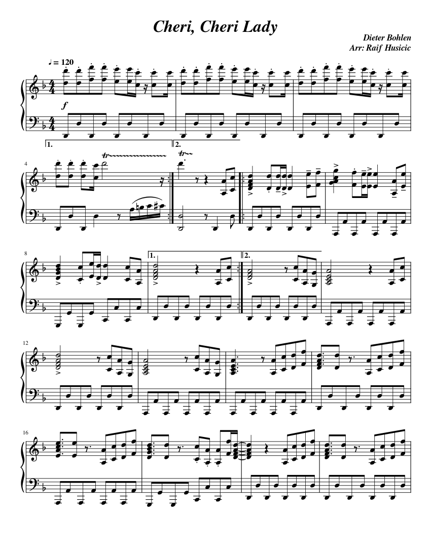 Cheri, Cheri Lady Sheet music for Piano (Solo) | Musescore.com