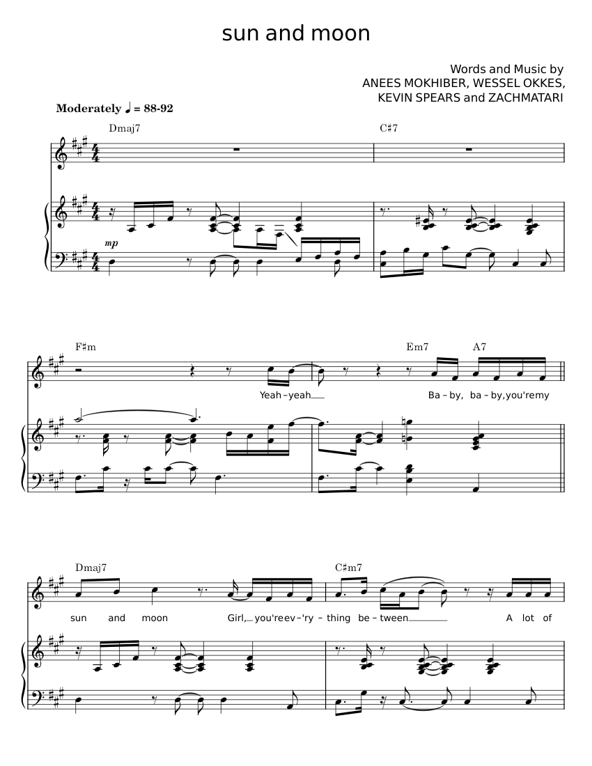 sun and moon Sheet music for Piano, Synthesizer (Mixed Duet ...