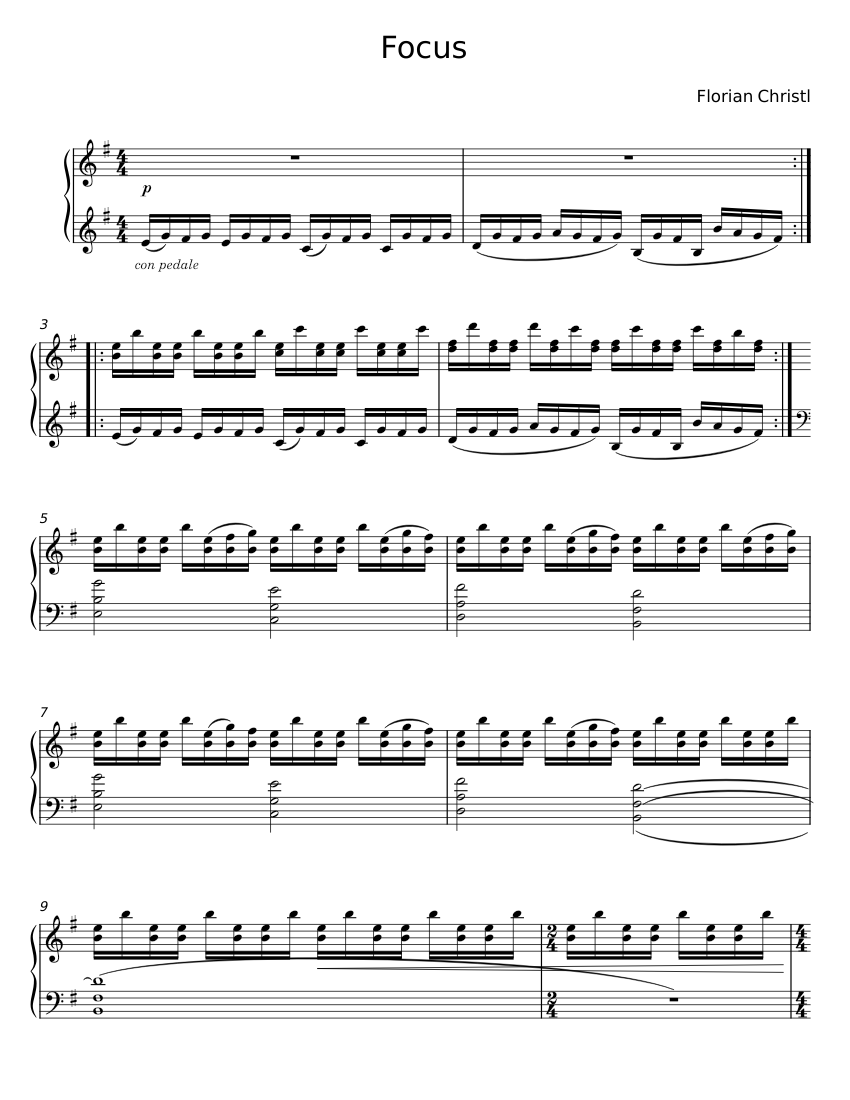 Focus - Florian Christl Sheet music for Piano (Solo) | Musescore.com