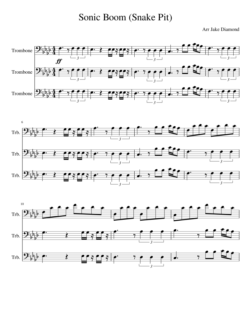 Sonic Boom (Snake Pit) Sheet music for Trombone (Mixed Trio ...