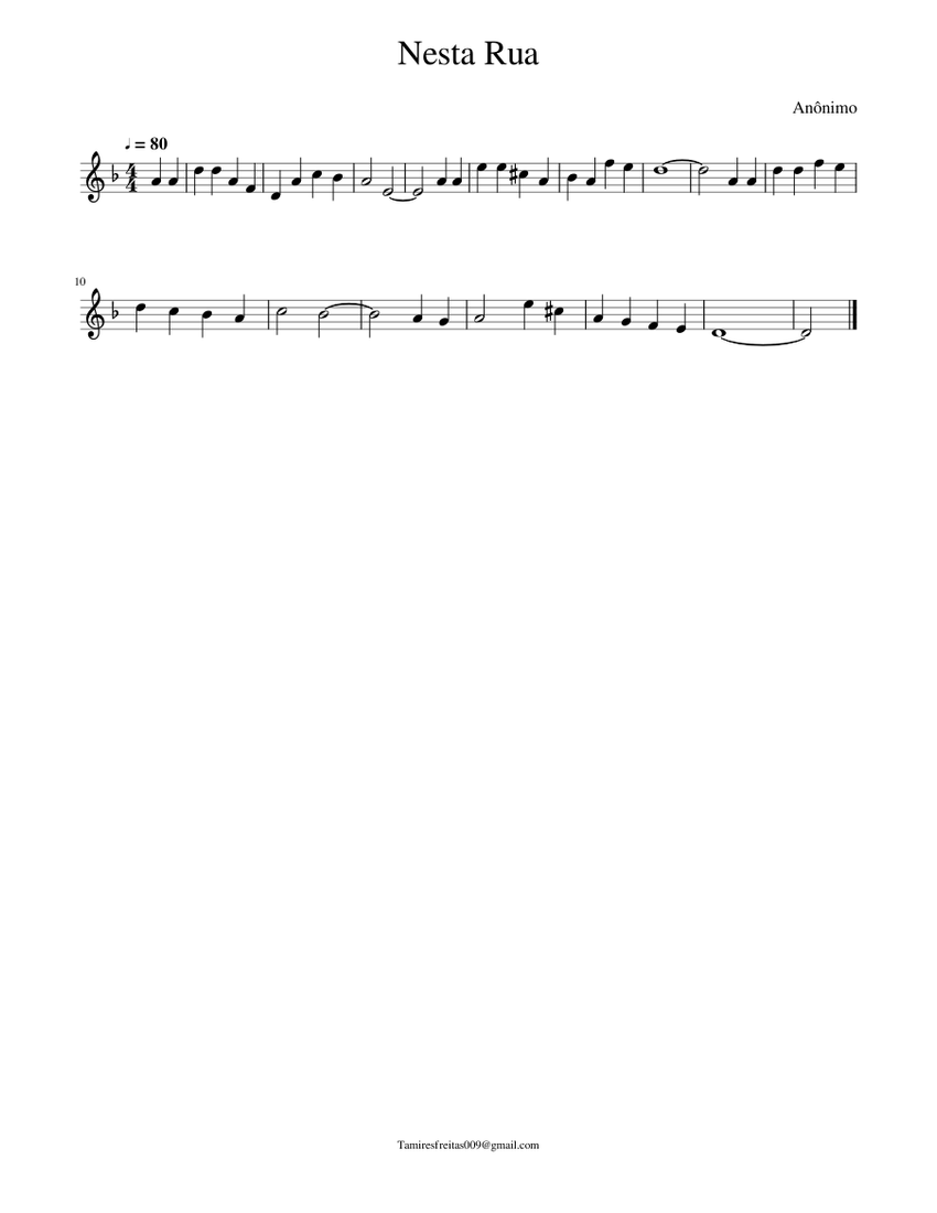 Nesta Rua Sheet music for Piano (Solo) Easy | Musescore.com