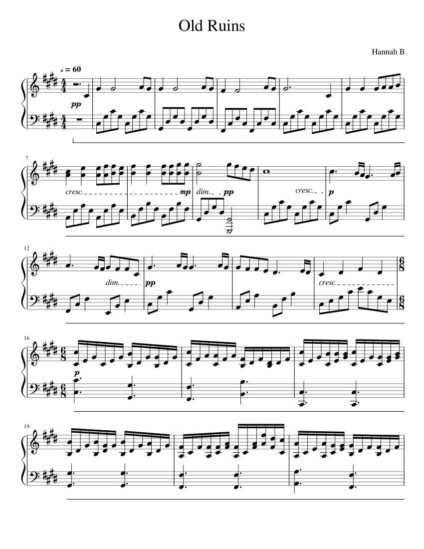 Old Ruins Sheet music for Piano (Solo) | Download and print in PDF or ...