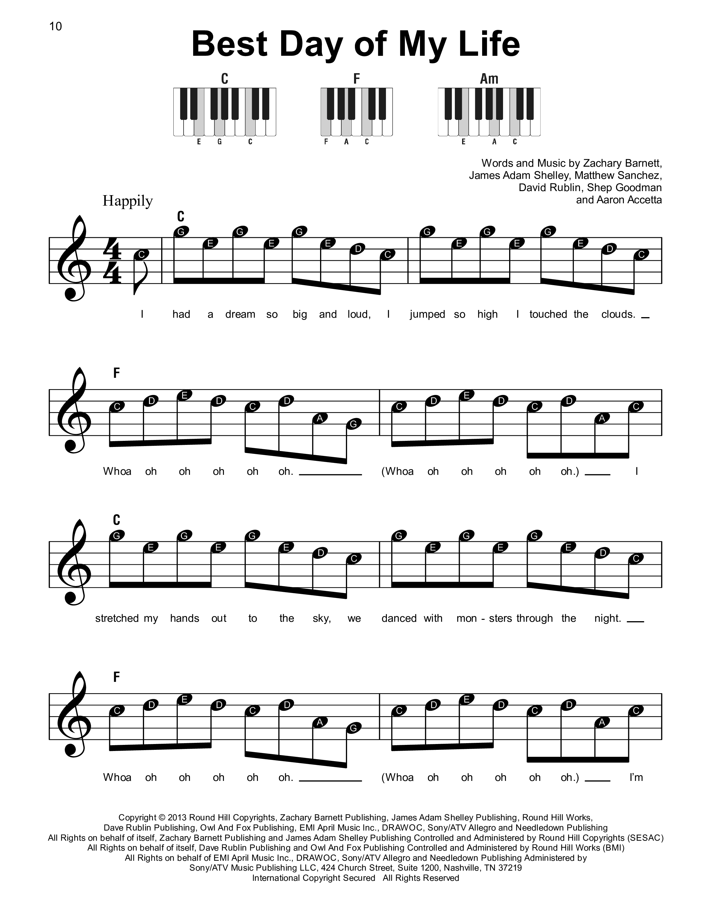 Play Official version of Best day of my life Sheet Music by American ...