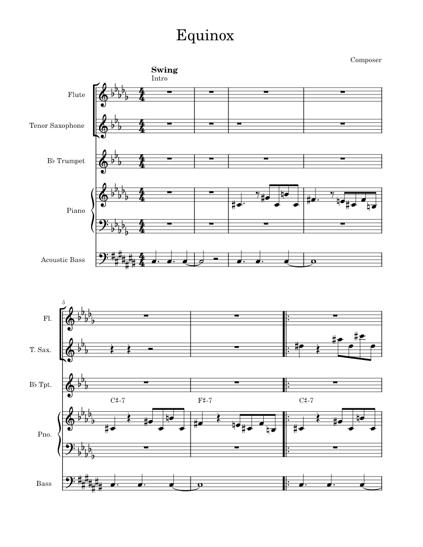Equinox – John Coltrane Sheet music for Piano, Flute, Saxophone tenor, Trumpet in b-flat & more ...