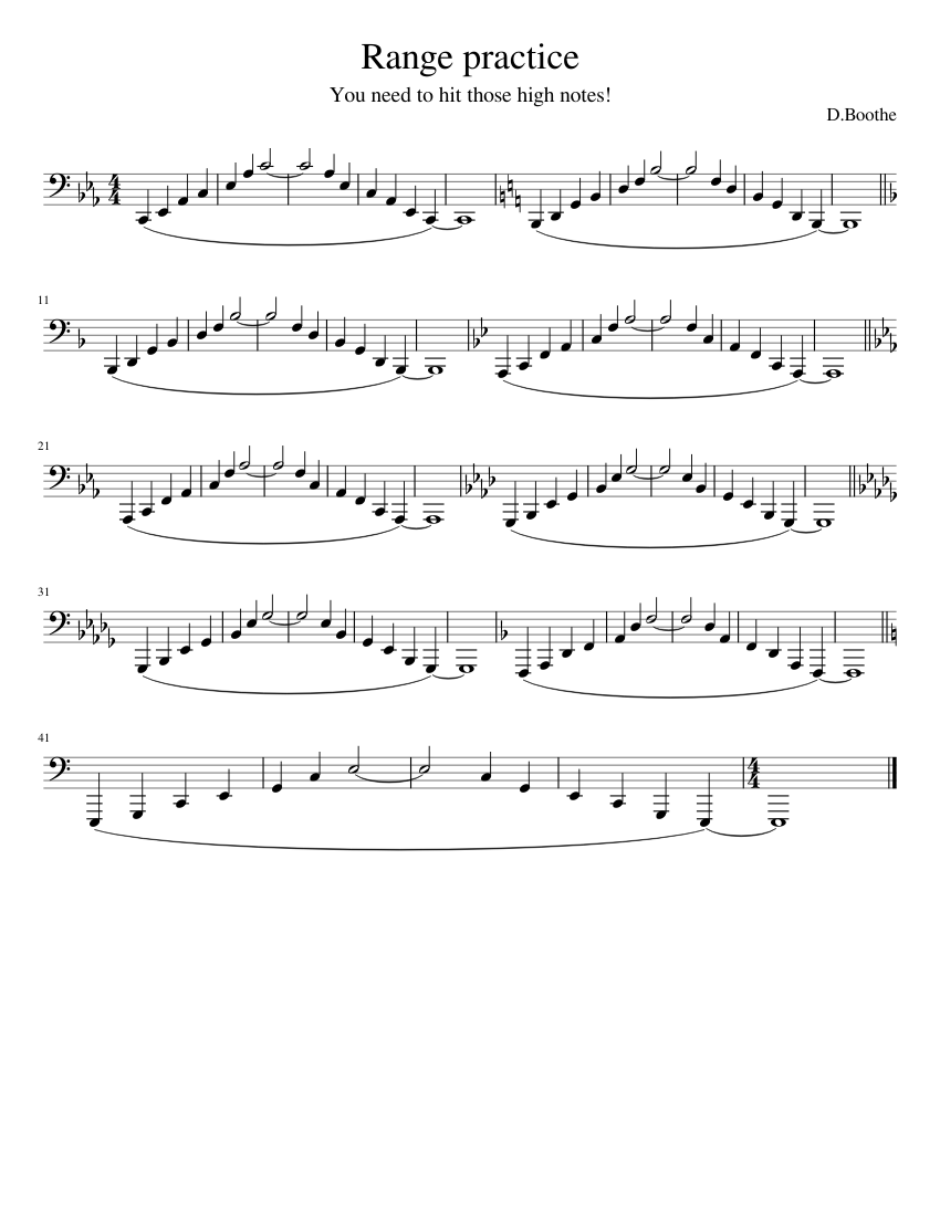 Range practice Sheet music for Tuba (Solo) | Musescore.com