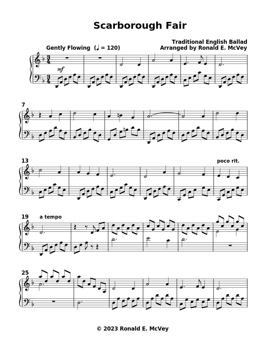 Scarborough fair – Misc Traditional Sheet music for Piano (Solo) Easy ...