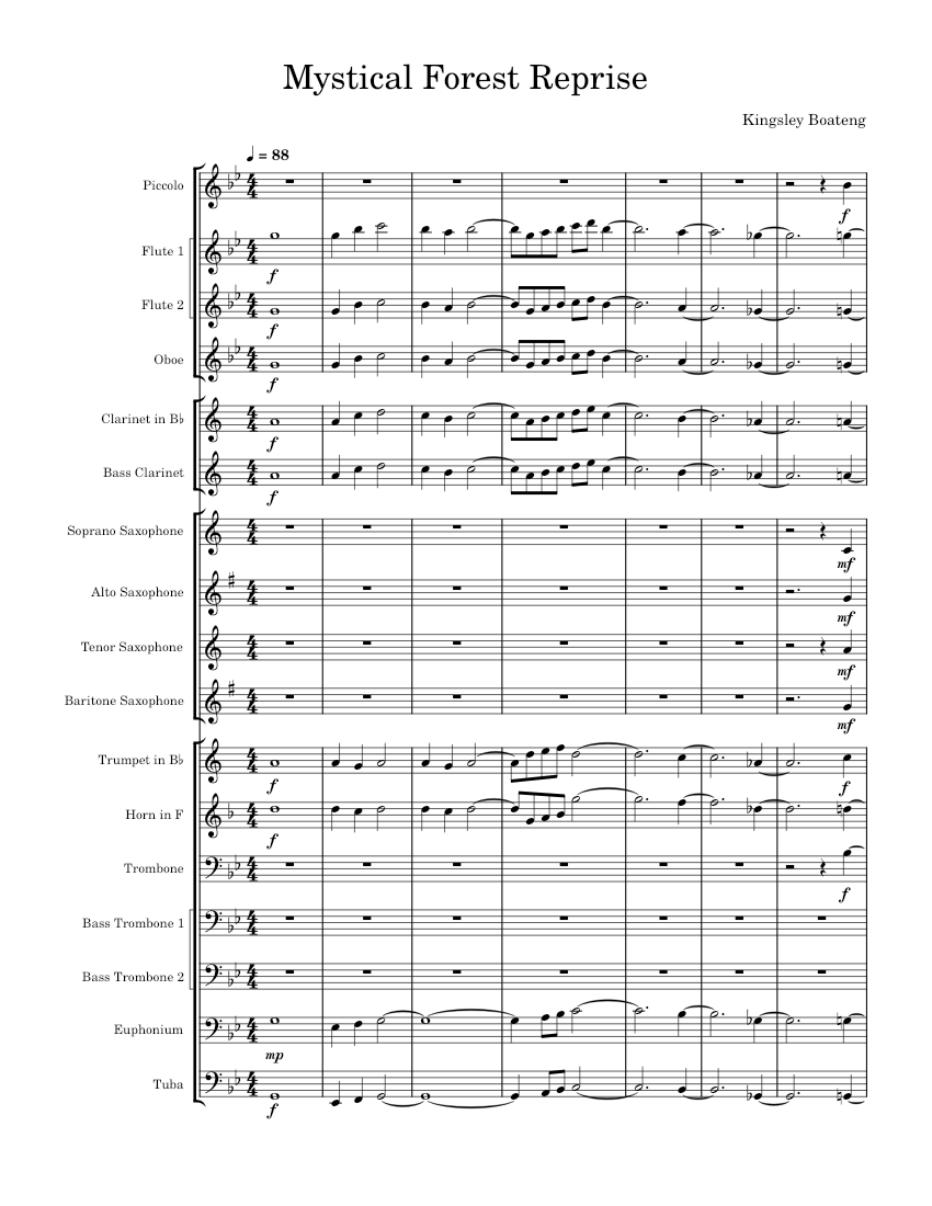Mystical Forest Reprise Sheet music for Trombone, Tuba, Flute, Oboe & more instruments (Concert ...