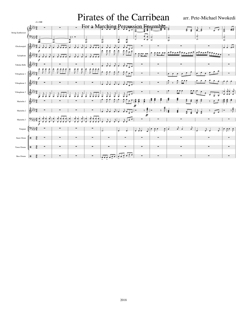 Pirates of the Carribean Sheet music for Timpani, Vibraphone ...