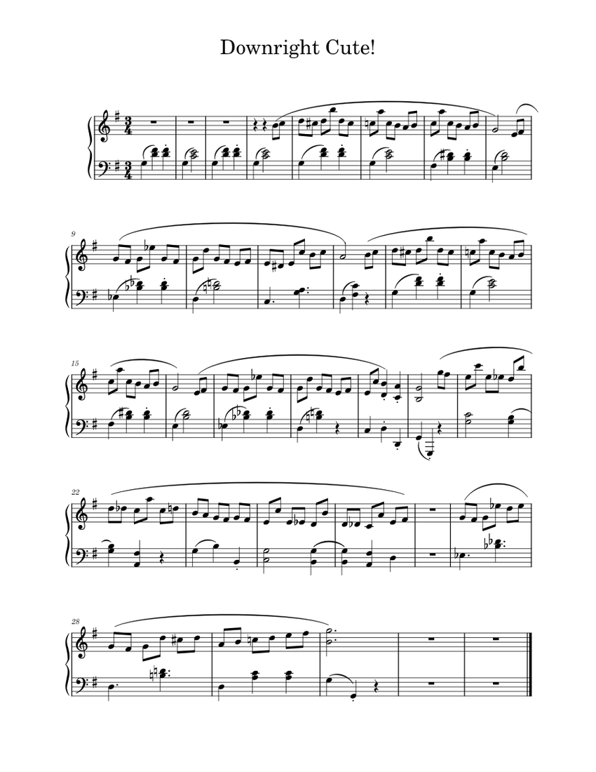 Downright Cute! Sheet music for Piano (Solo) Easy | Musescore.com