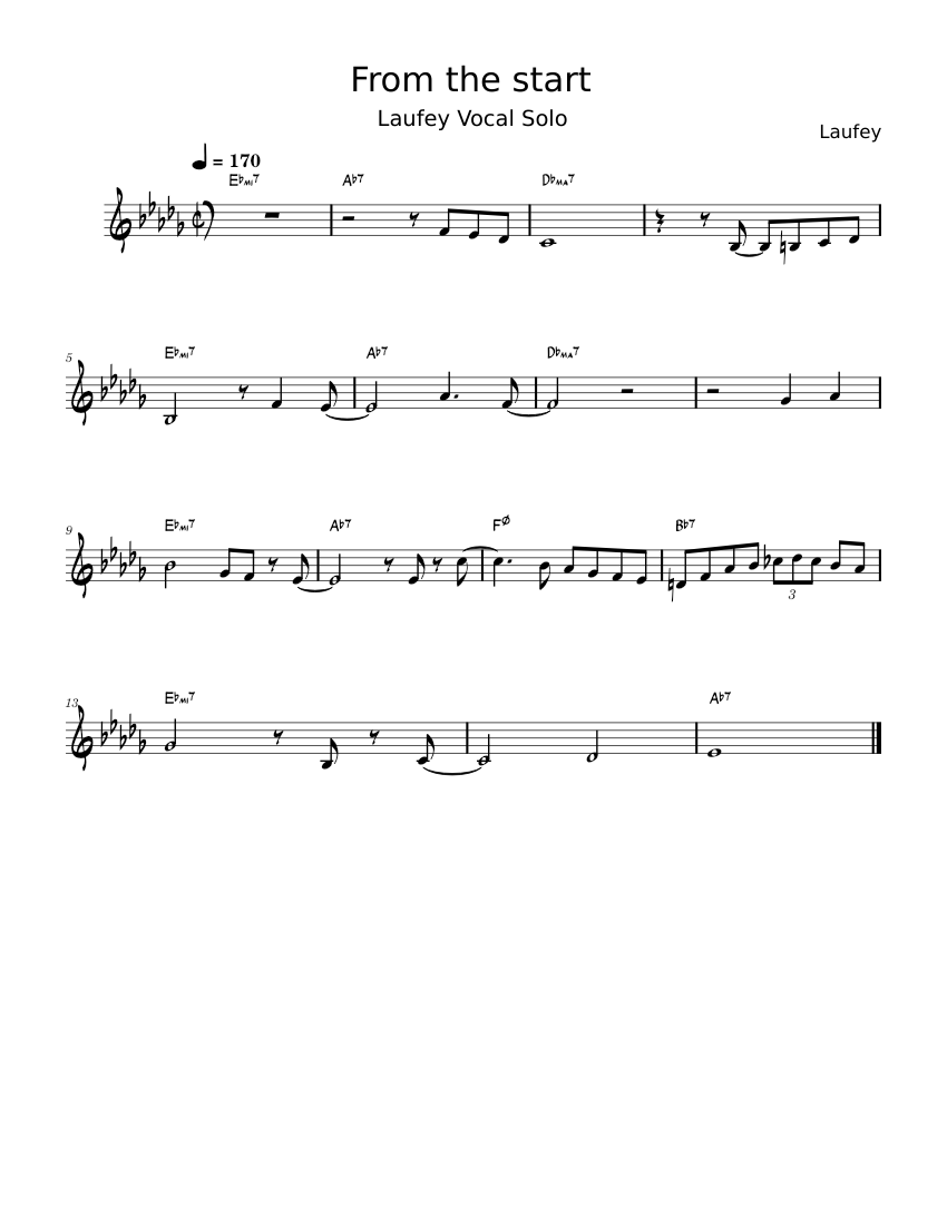 From the Start - Laufey Improvised Solo Transcription Sheet music for Piano (Solo) Easy ...