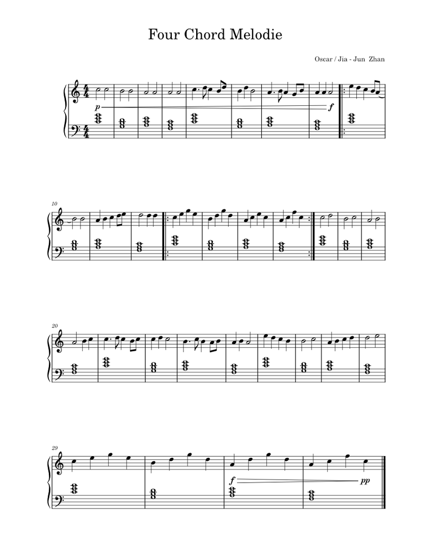 Four Chord Melodie Sheet music for Piano (Solo) | Musescore.com