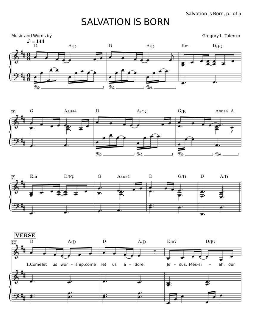 SALVATION IS BORN - Gregory L Tulenko Sheet music for Piano ...