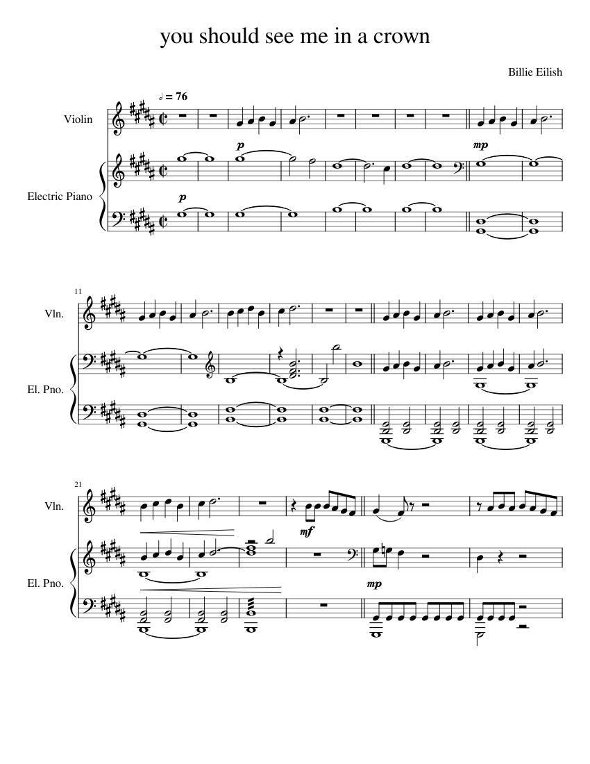 You should see me in a crown Violin Sheet music for Piano, Violin (Solo ...