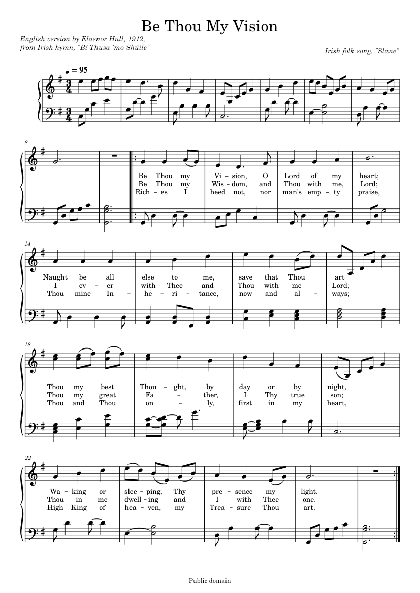 Be Thou My Vision Sheet music for Piano (Solo) Easy | Musescore.com