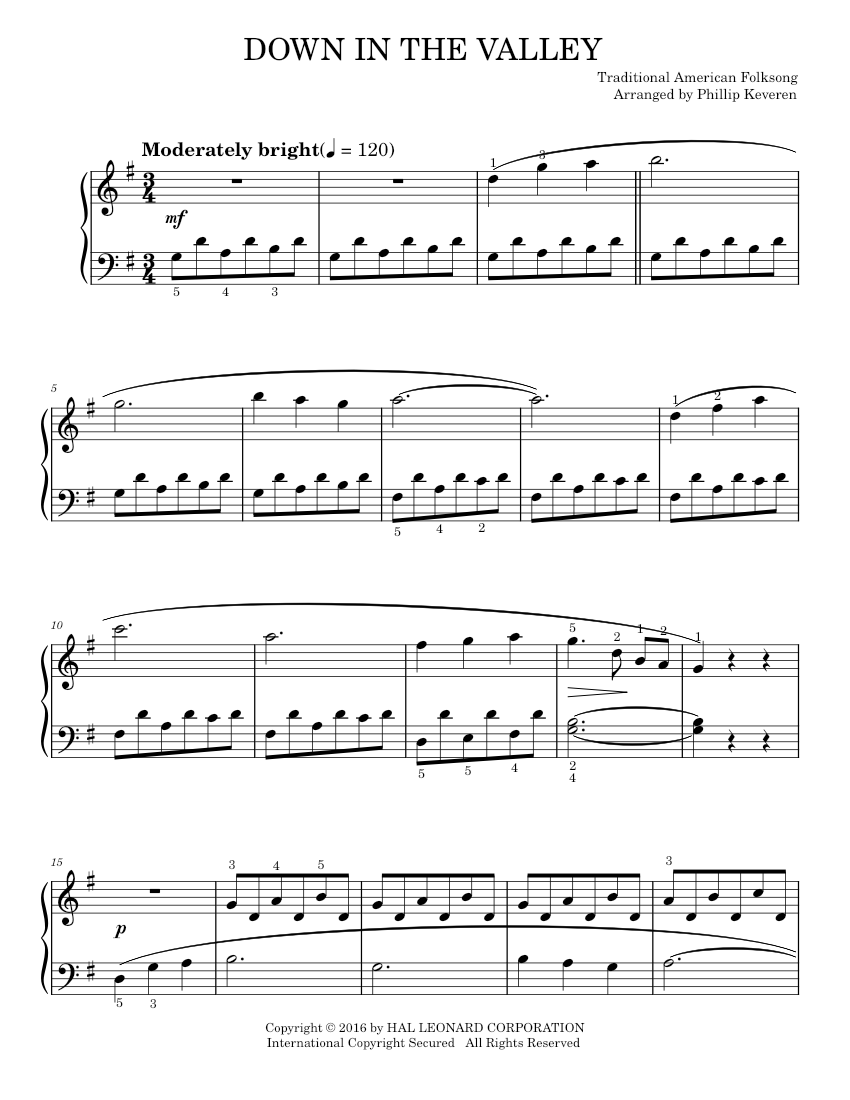 down in the valley Sheet music for Piano by Misc Traditional Official ...