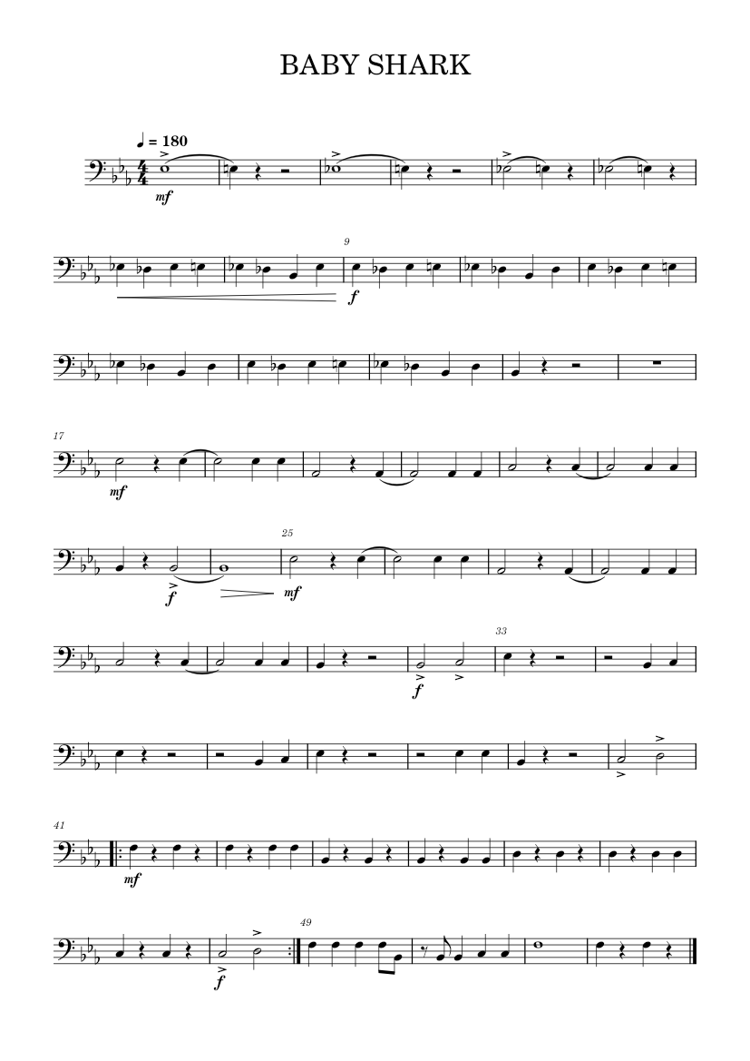 Bassoon – Misc Bassoon – Baby Shark Sheet Music for Bassoon (Solo ...
