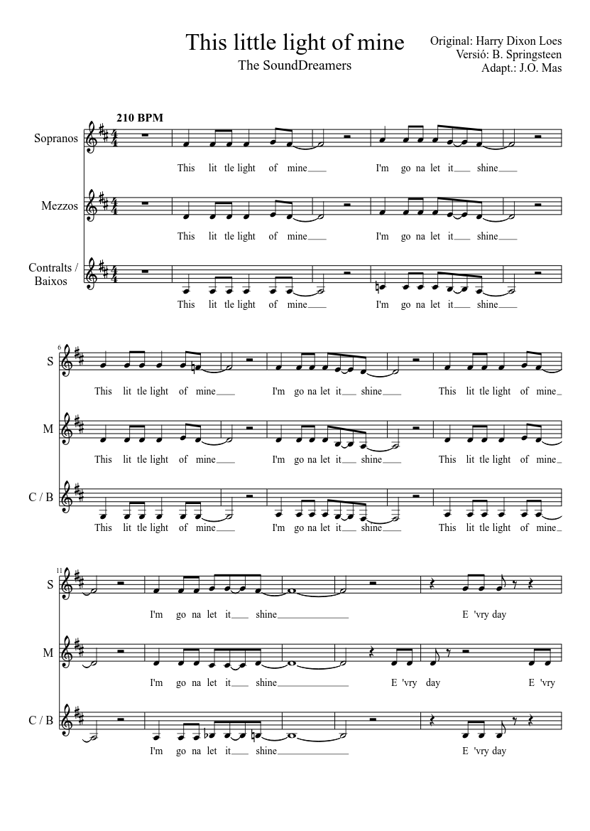 This little light of mine Sheet music for Piano, Alto (Mixed Trio ...