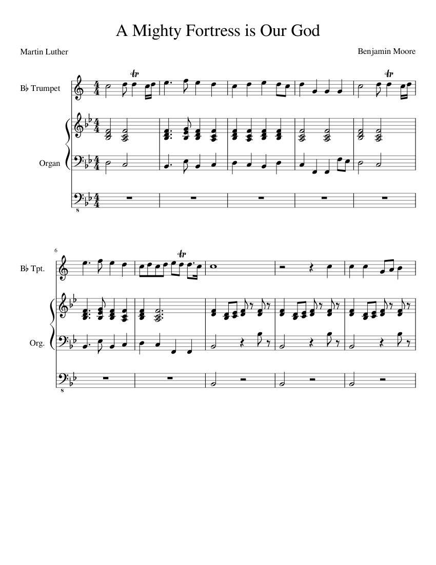 A Mighty Fortress is Our God Sheet music for Trumpet (In B Flat), Organ ...