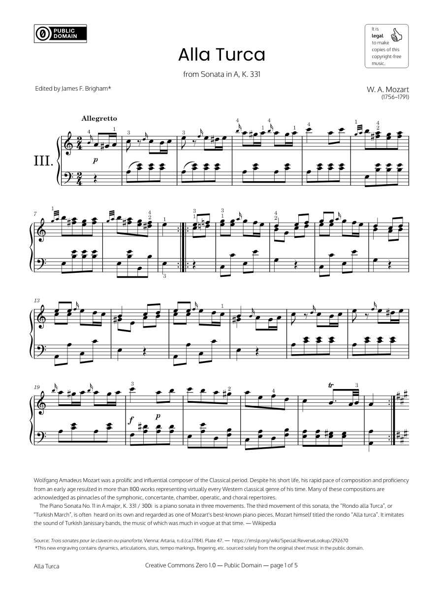 Alla Turca – Mozart – Grade 8 Piano Exam Pieces 2025 & 2026 Sheet Music ...