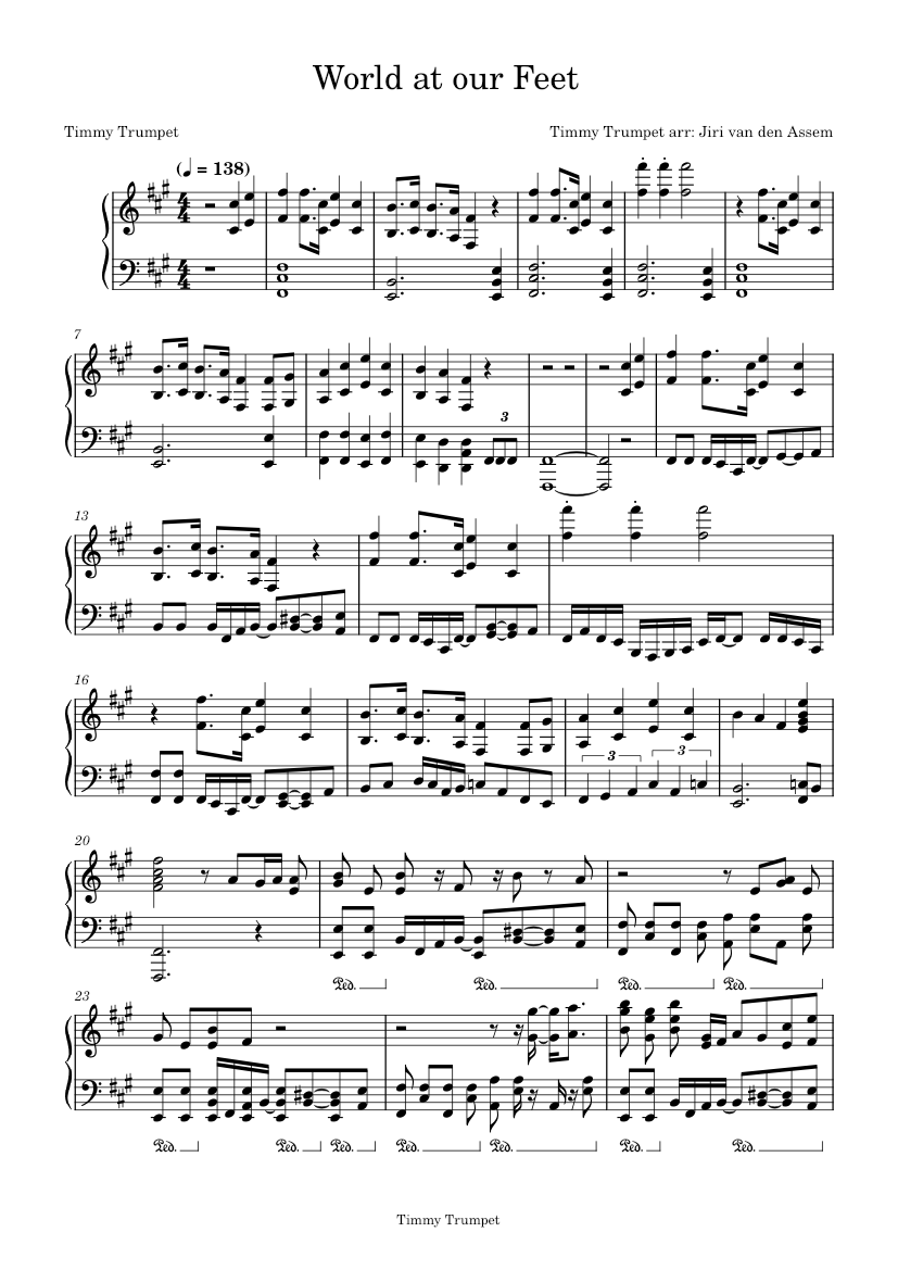 World at our feet – Timmy Trumpet Sheet music for Piano (Solo ...
