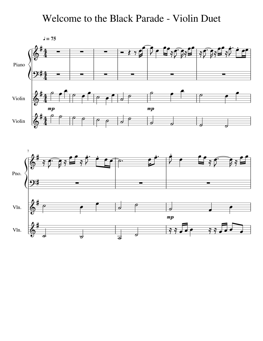 WTTBP Intro - 1st Verse Sheet music for Piano, Violin (Mixed Trio ...